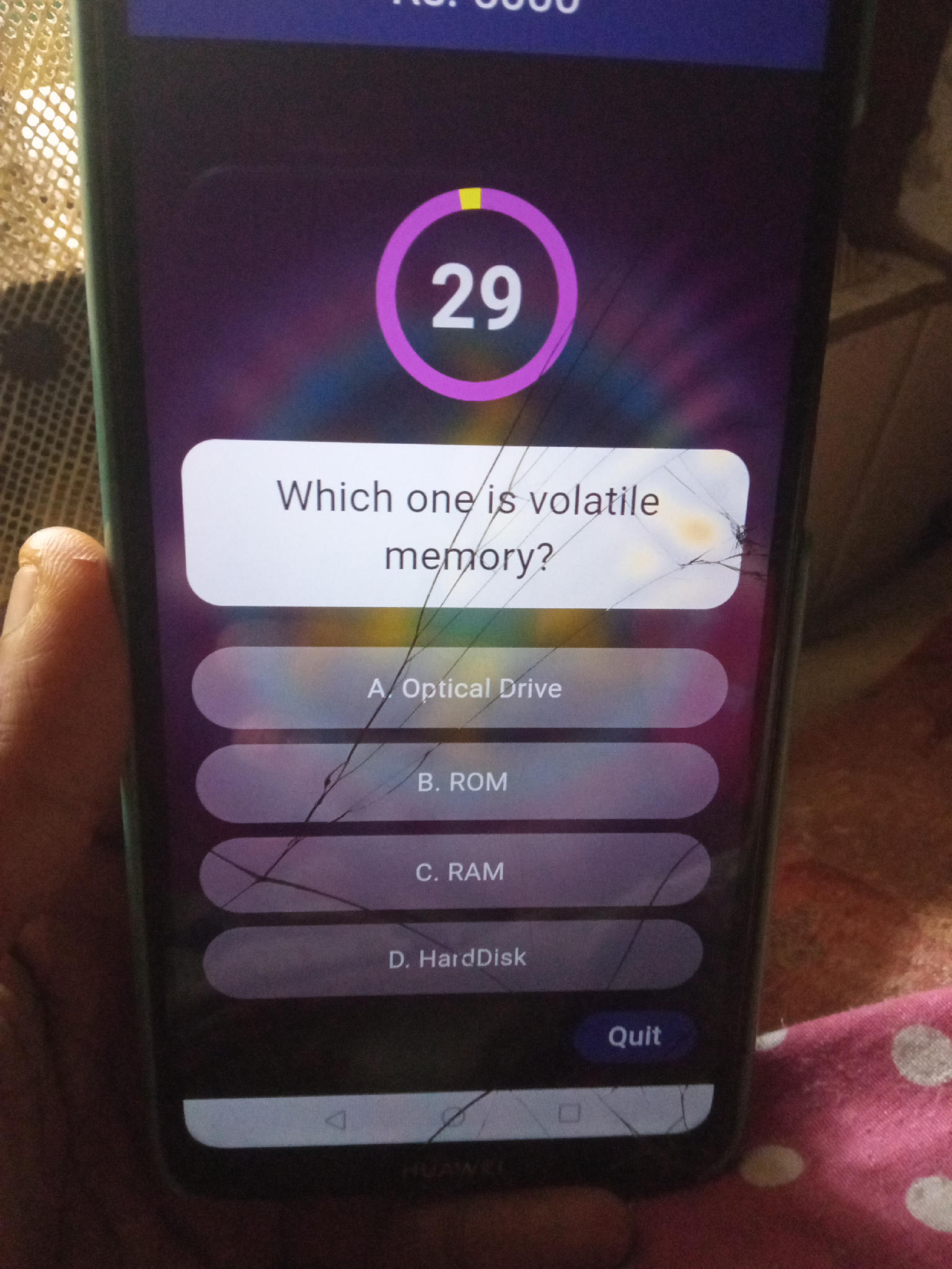 Which one is volatile memory? A. Optical | StudyX