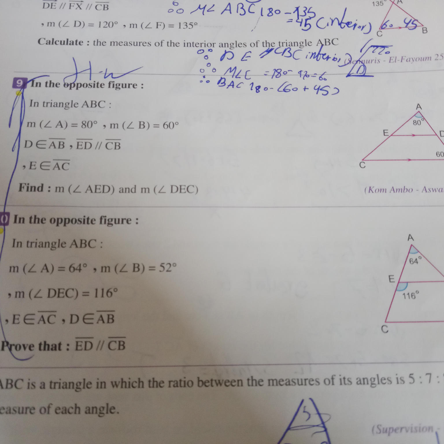 In the opposite figure : In triangle ABC : | StudyX