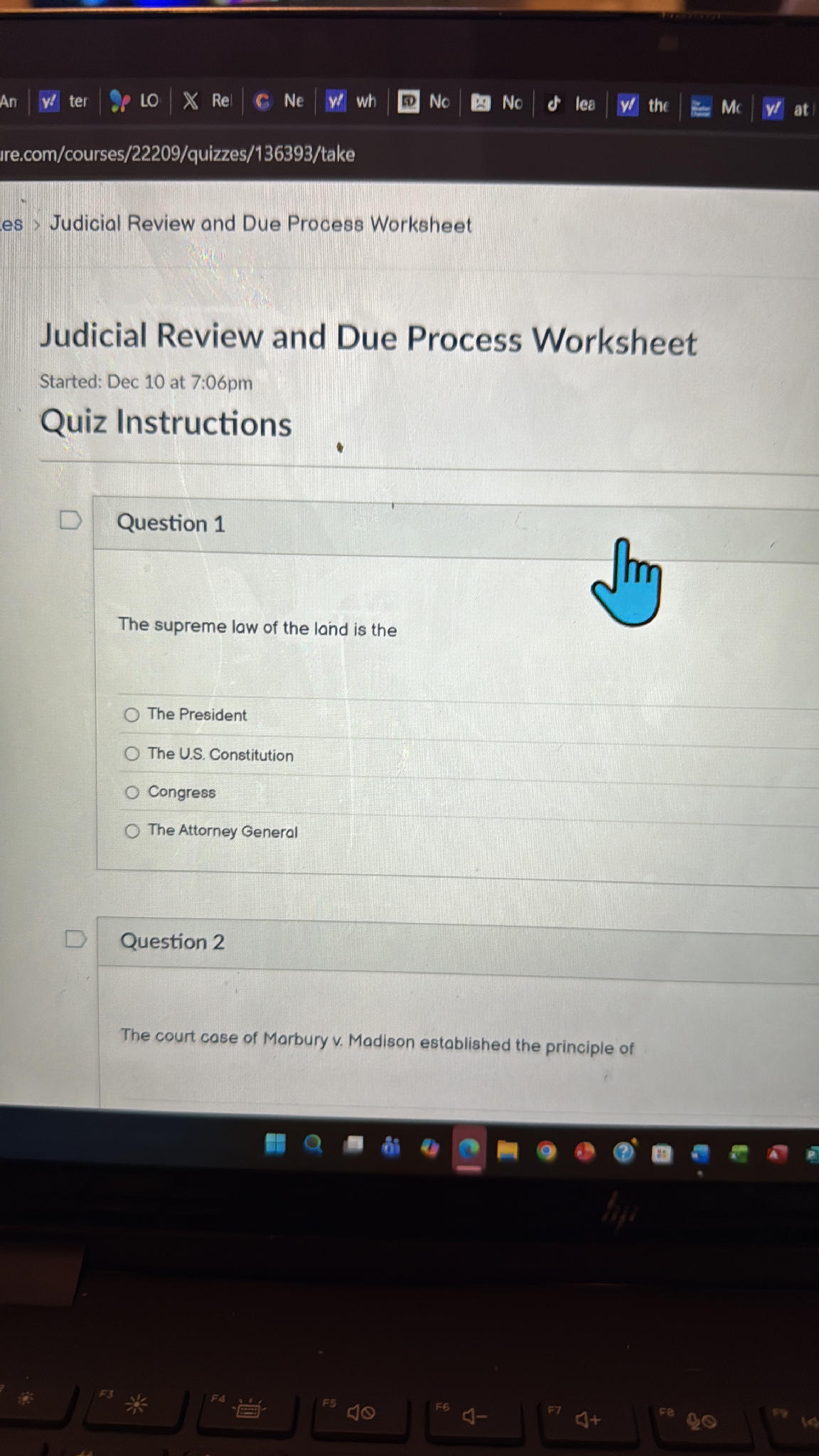 The court case of Marbury v. Madison | StudyX