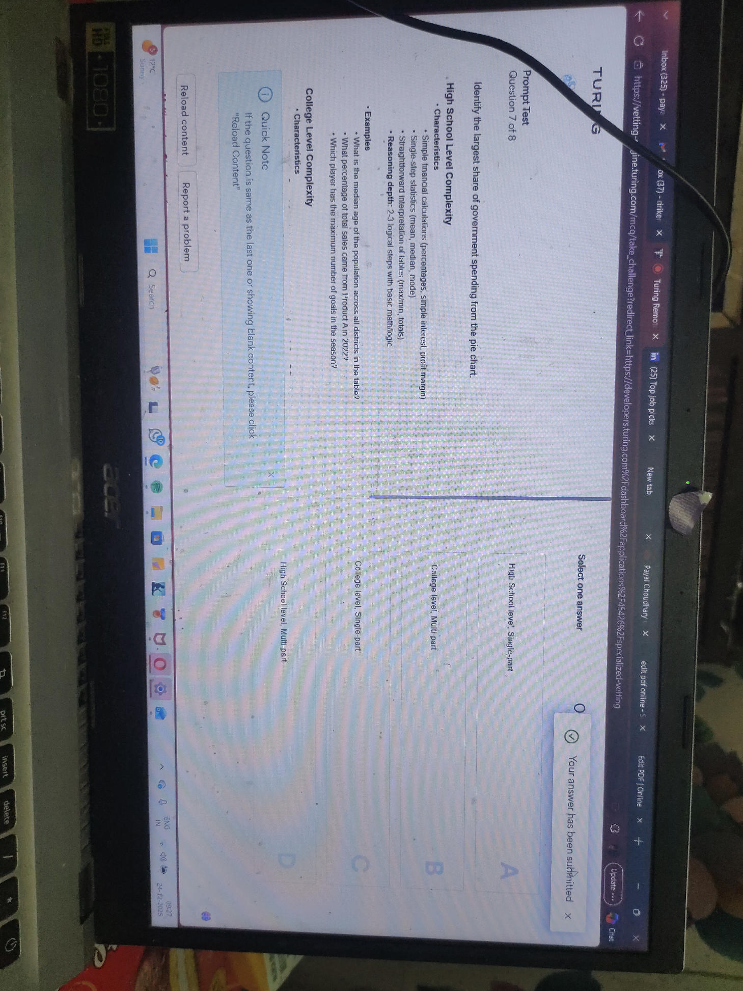 Prompt Test Question 7 of 8 Identify the | StudyX