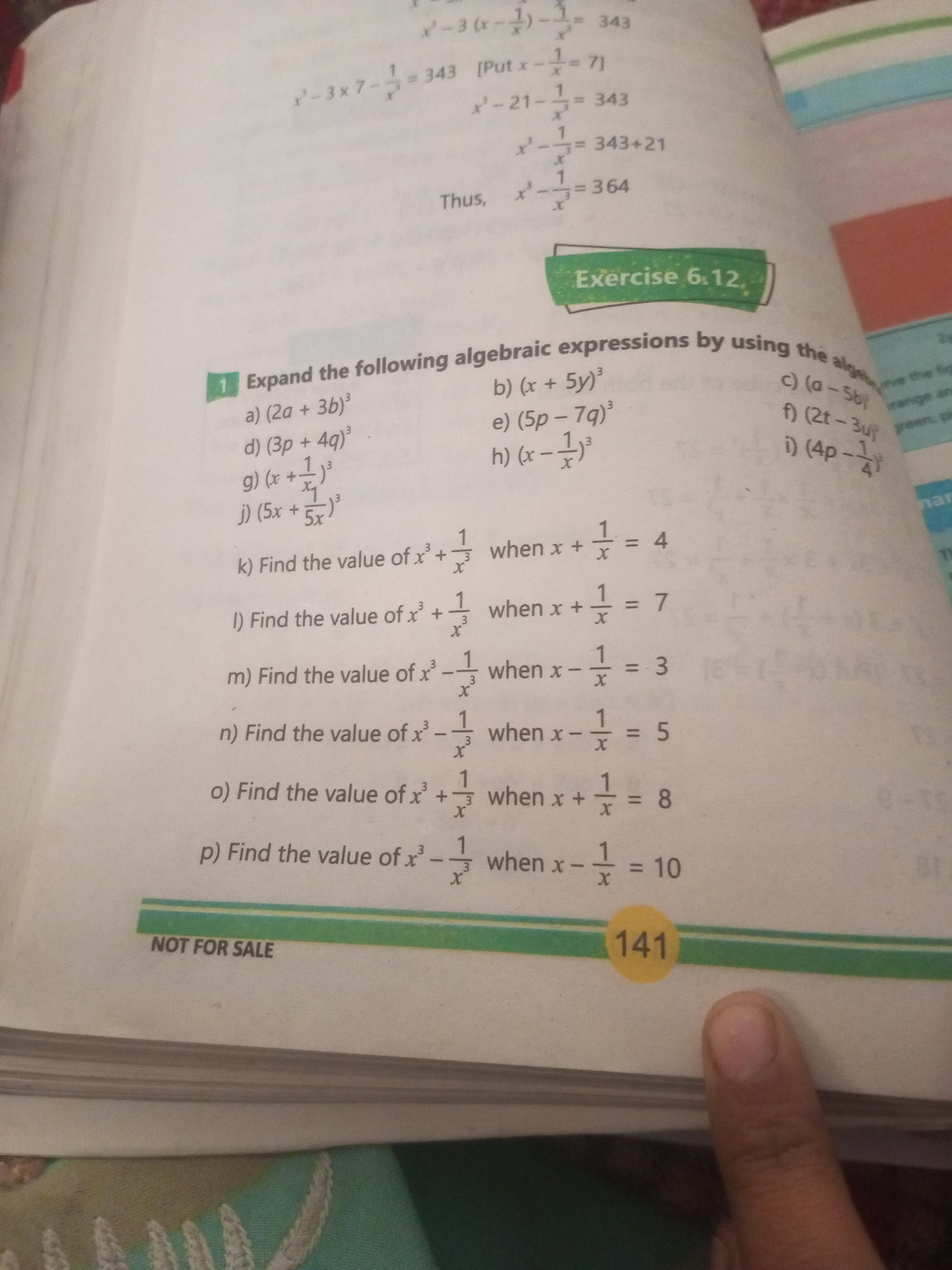 m) Find the value of $x^3 - {1}{x^3}$ when | StudyX