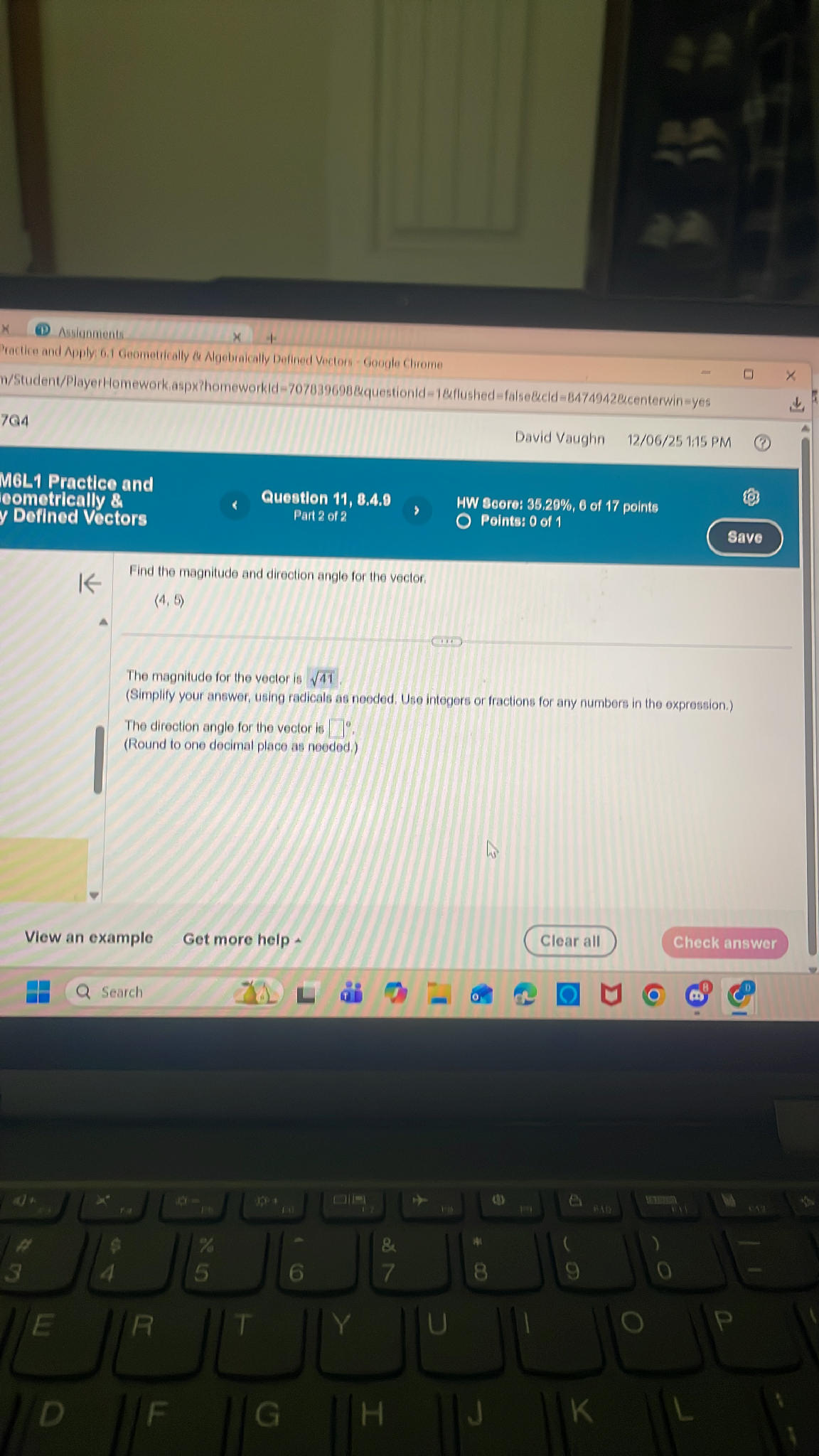 Find the magnitude and direction angle for | StudyX