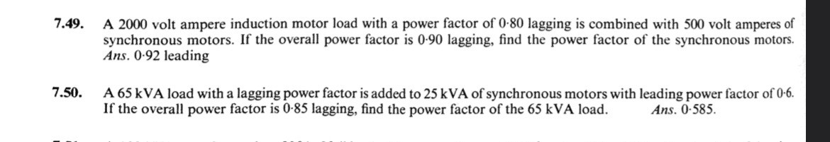 A 2000 volt ampere induction motor load with | StudyX