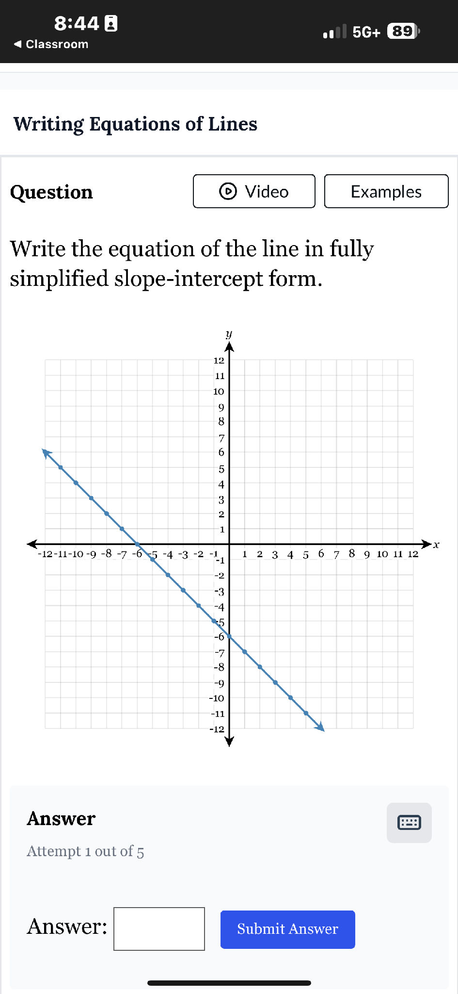 Write the equation of the line in fully | StudyX