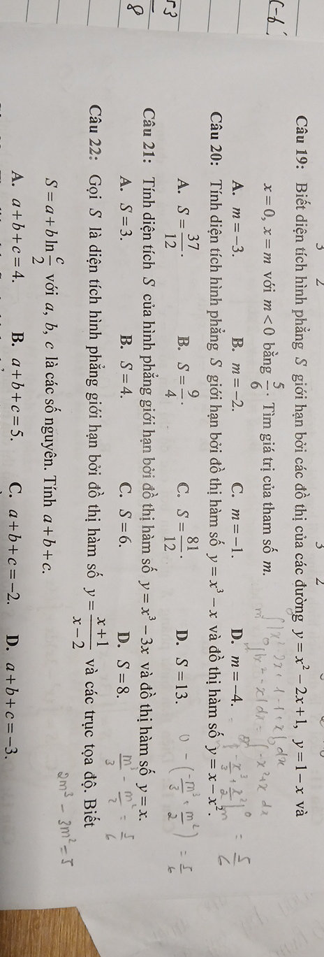 Câu 19: Biết diện tích hình phẳng S giới hạn | StudyX