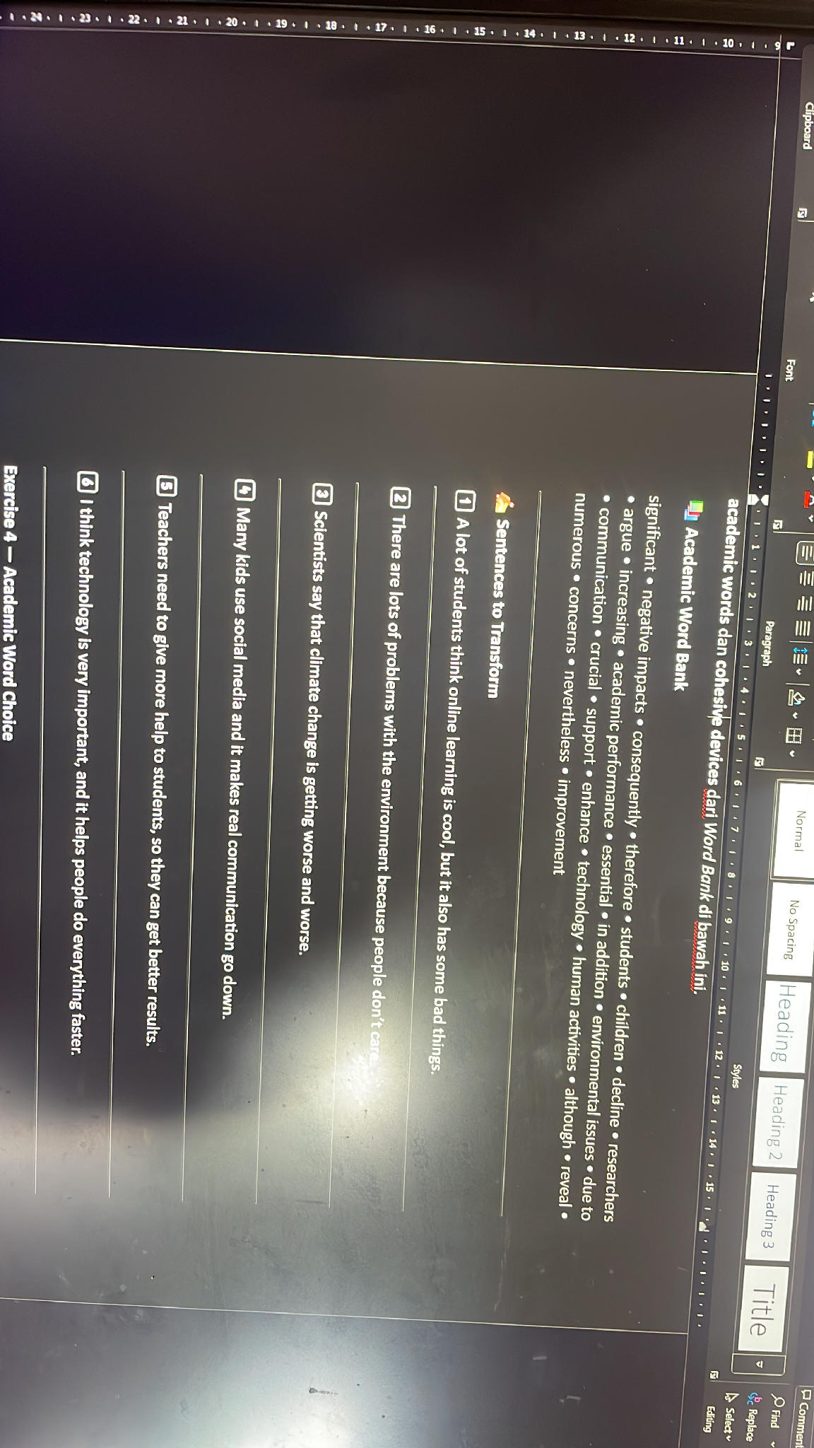 Academic words dan cohesive devices dari | StudyX