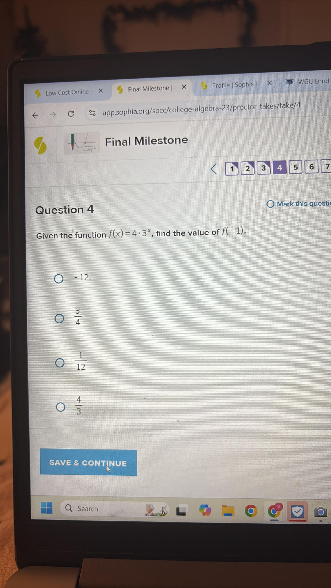 Given the function $f(x) = 4 3^x$, find the | StudyX