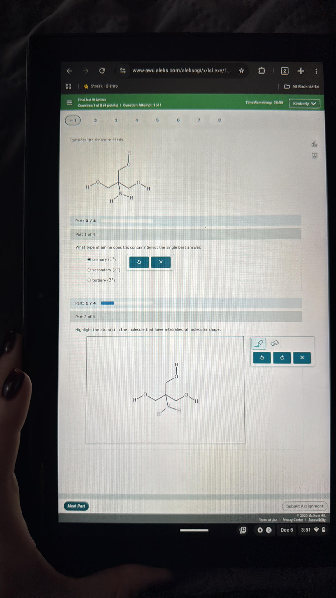 Consider the structure of tris. $${center} | StudyX
