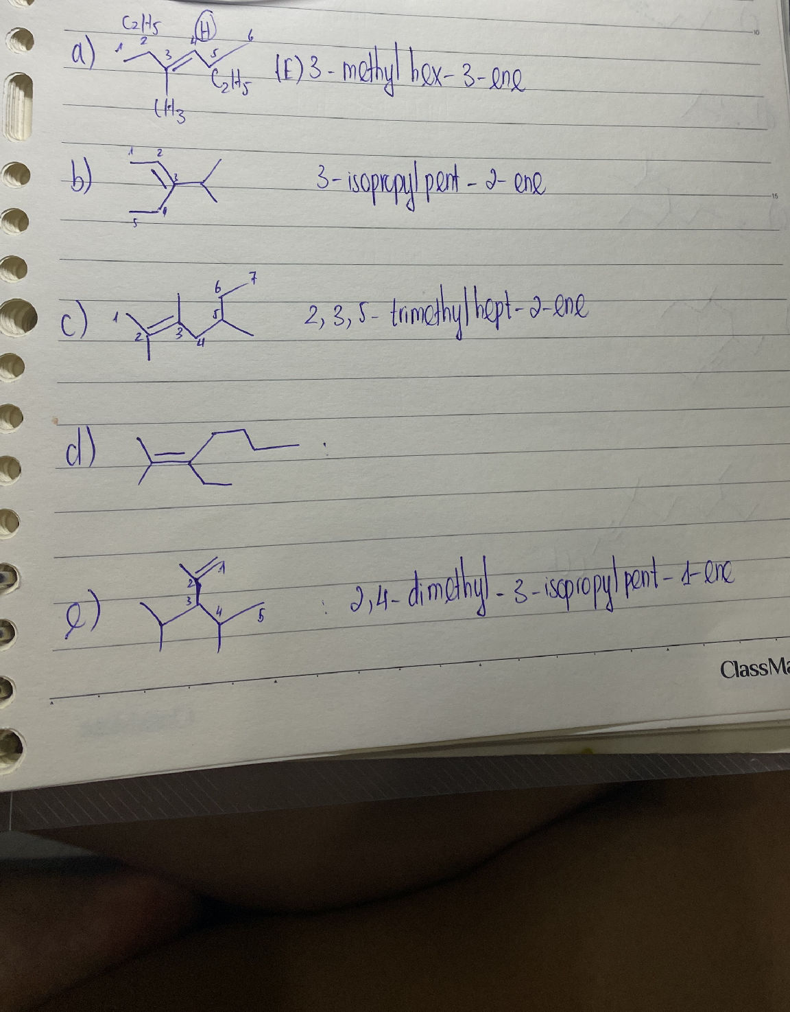 a) ``` C2H5 H | C2H5 | CH3 ``` | StudyX