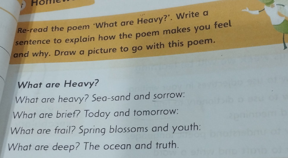 Re-read the poem 'What are Heavy?'. Write a | StudyX