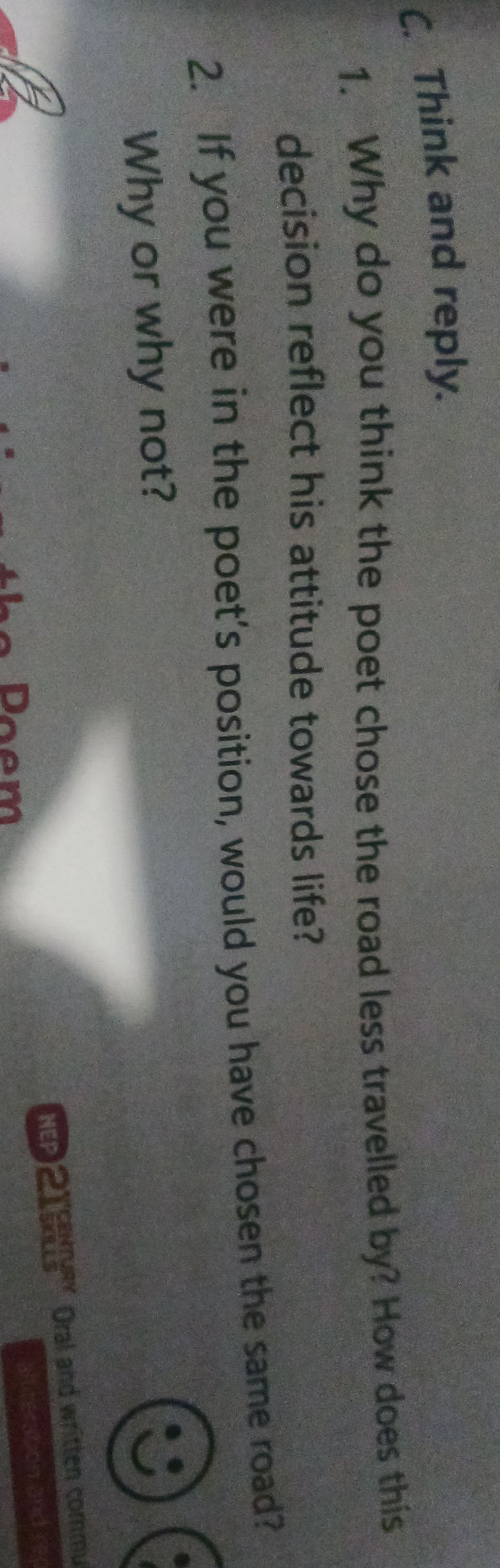 1. Why do you think the poet chose the road | StudyX