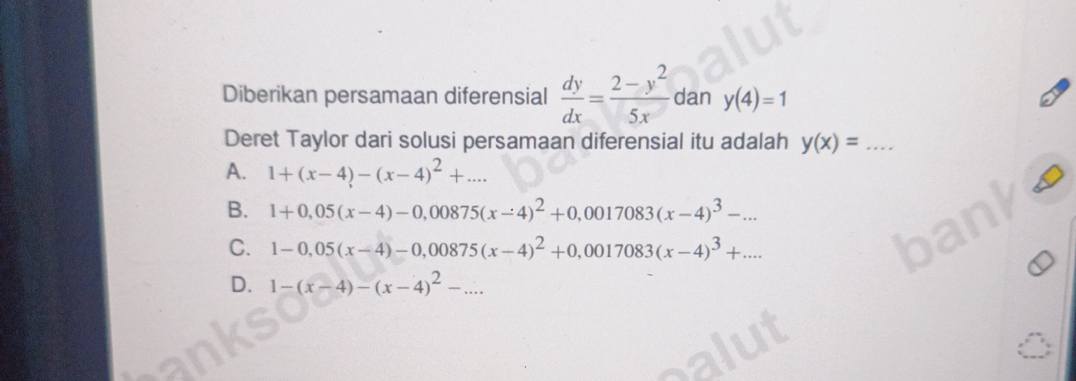 Diberikan persamaan diferensial $ {dy}{dx} = | StudyX