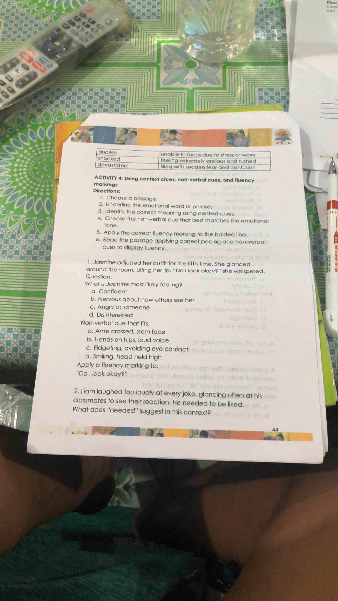 ACTIVITY 4: Using context clues, non-verbal | StudyX