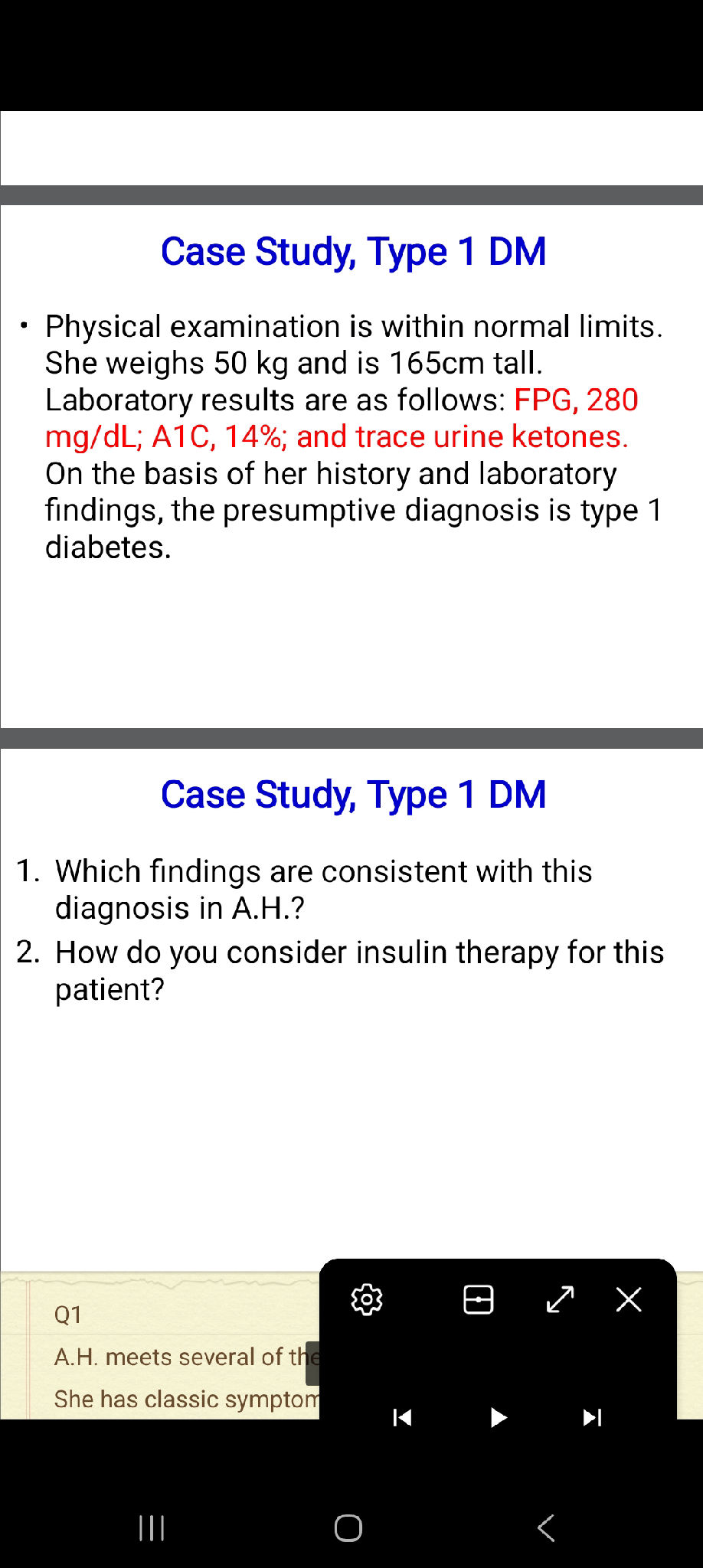 Case Study, Type 1 DM Physical examination | StudyX
