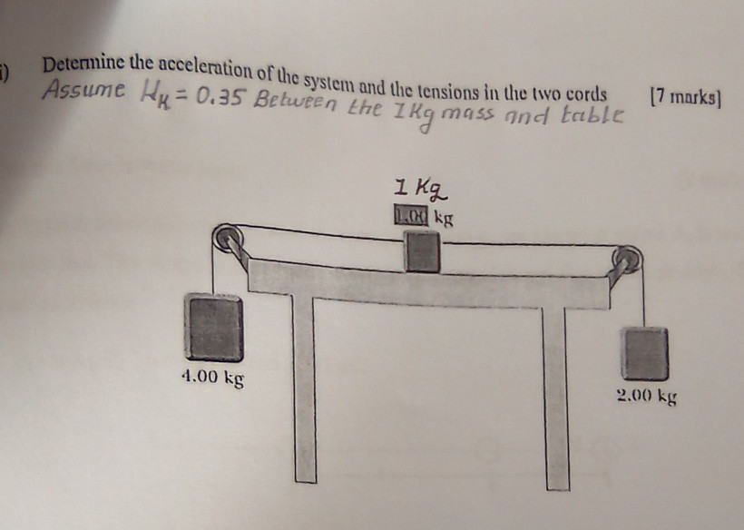 Determine the acceleration of the system and | StudyX
