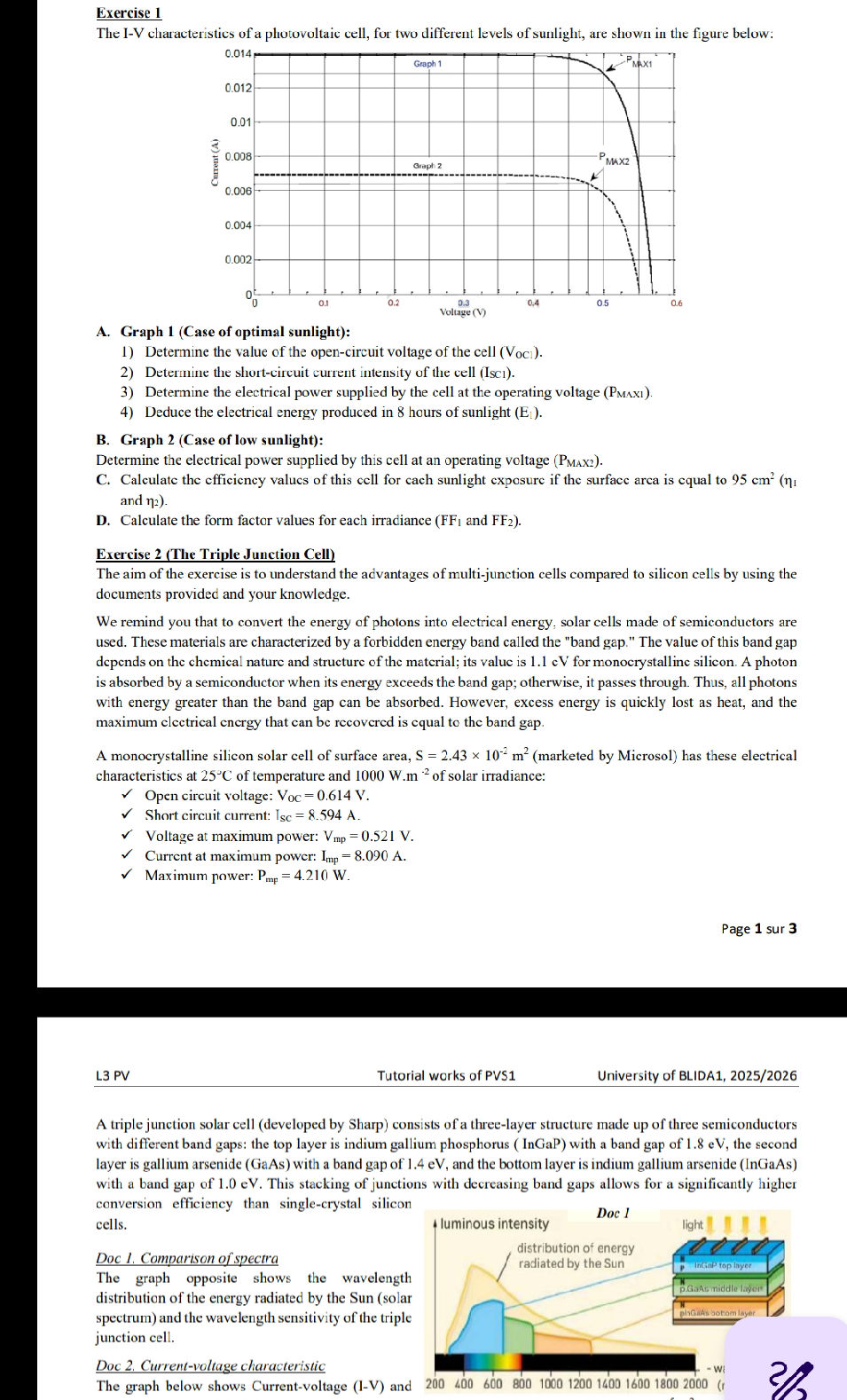 The I-V characteristics of a photovoltaic | StudyX