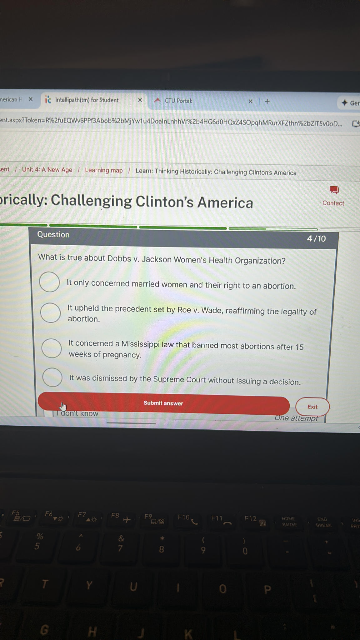 Question What is true about Dobbs v. | StudyX