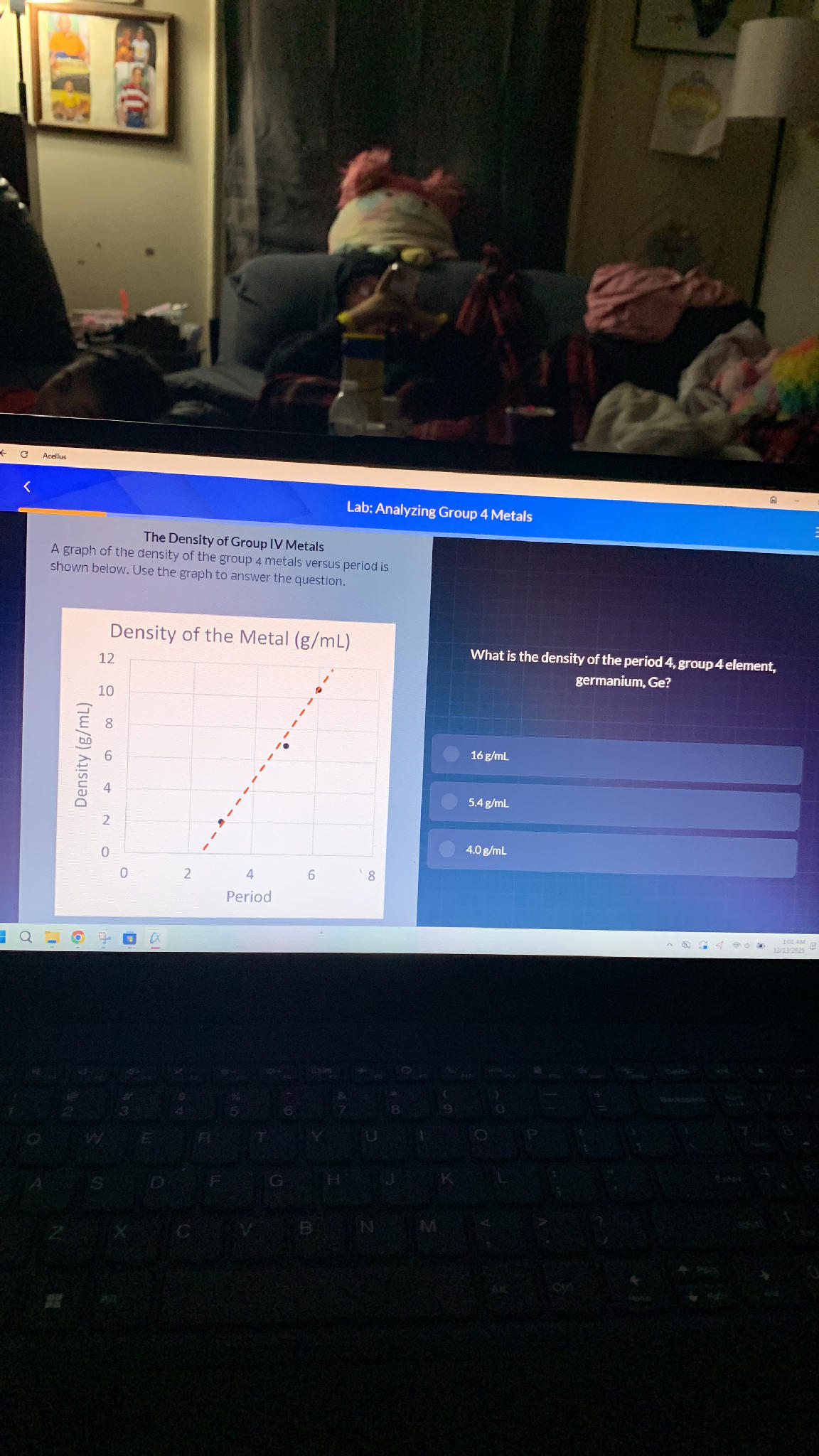 The Density of Group IV Metals A graph of | StudyX