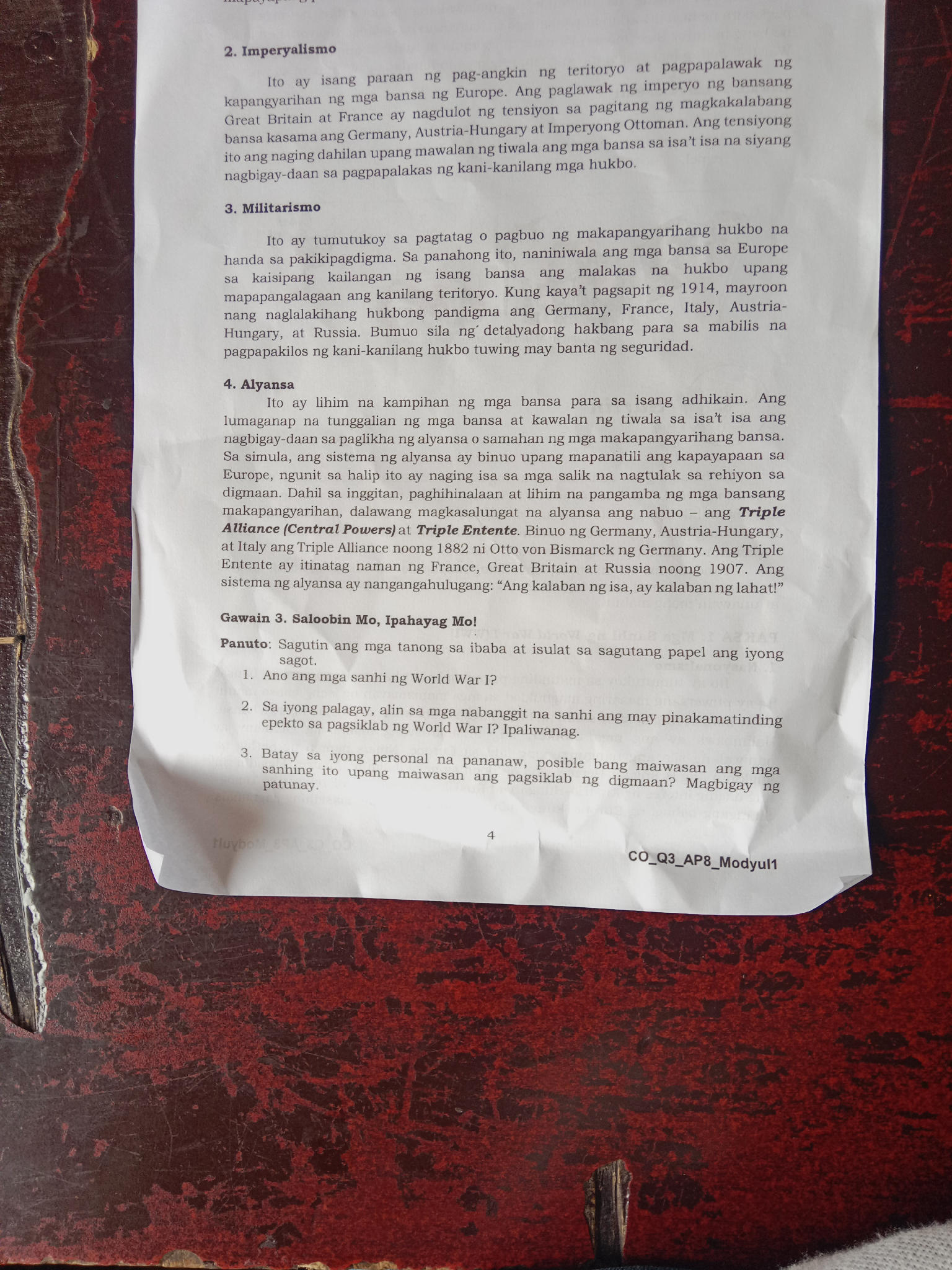 Gawain 3. Saloobin Mo, Ipahayag Mo! Panuto: | StudyX