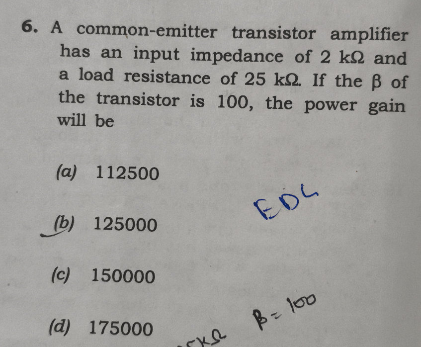 A common-emitter transistor amplifier has an | StudyX