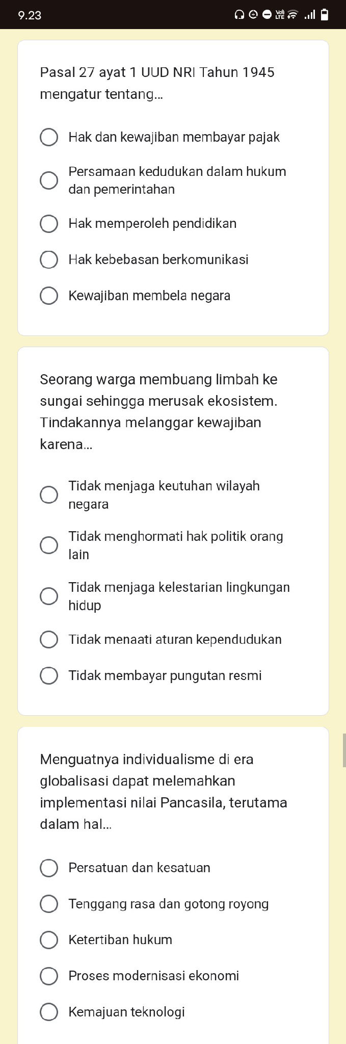 Pasal 27 ayat 1 UUD NRI Tahun 1945 mengatur | StudyX