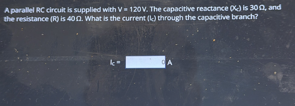 A parallel $RC$ circuit is supplied with $V | StudyX