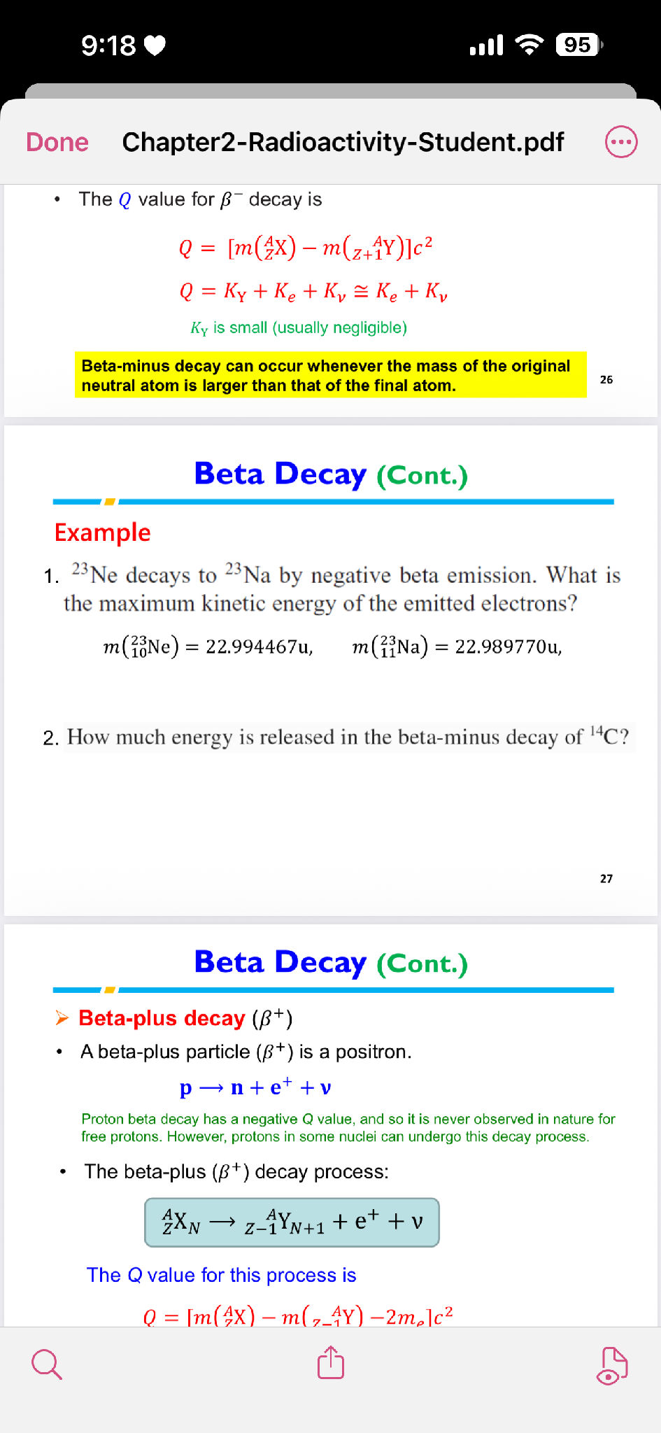 Example 1. $^{23}_{10}Ne$ decays to | StudyX
