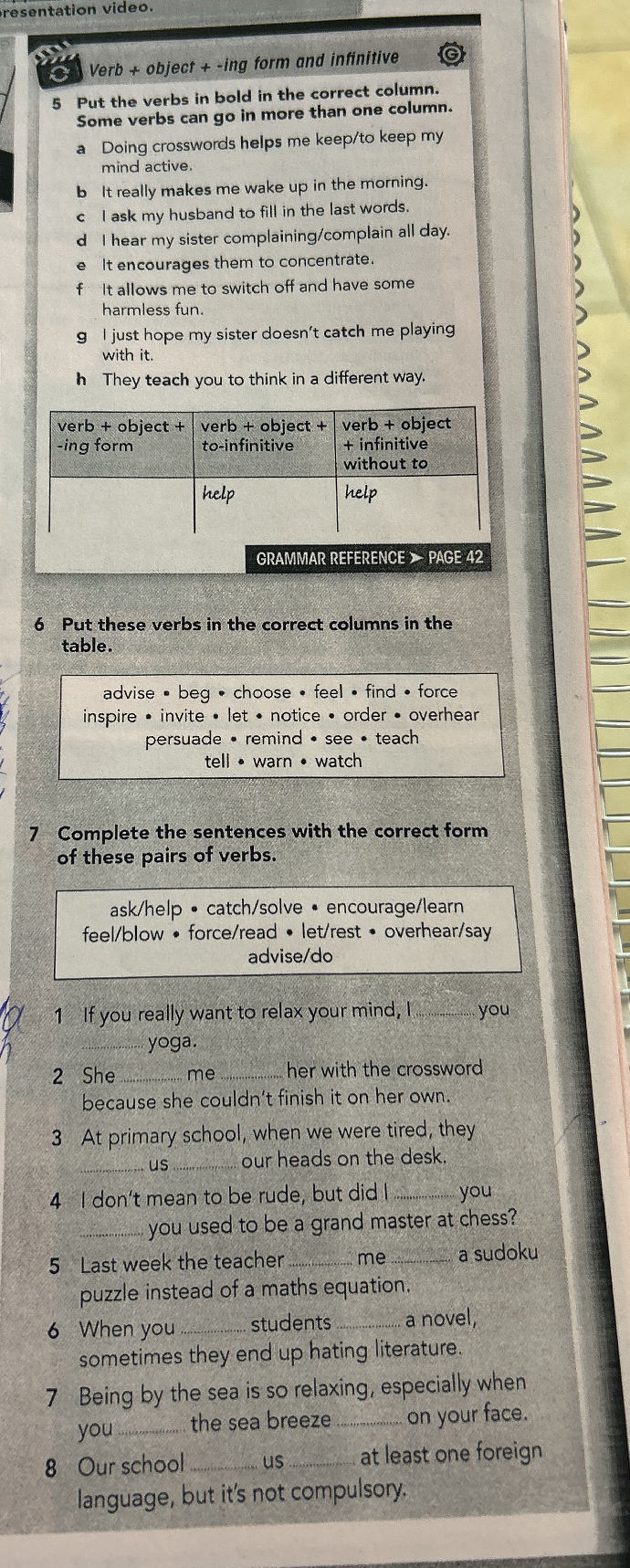 Put the verbs in bold in the correct column. | StudyX