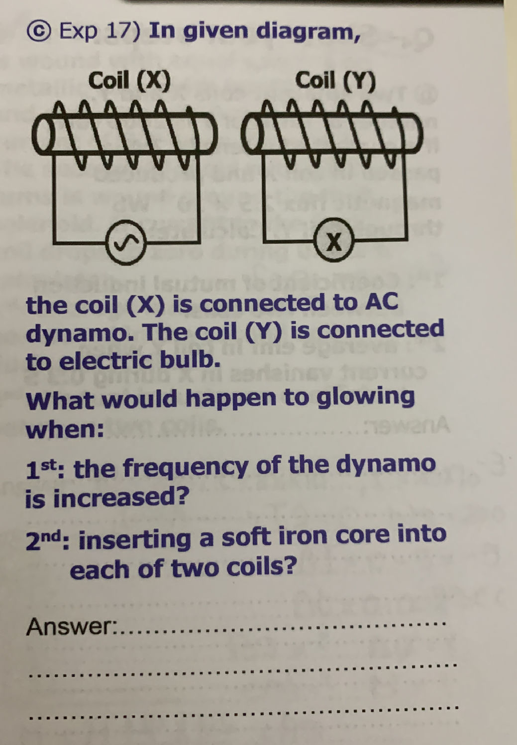 In given diagram, Coil (X) Coil (Y) | StudyX