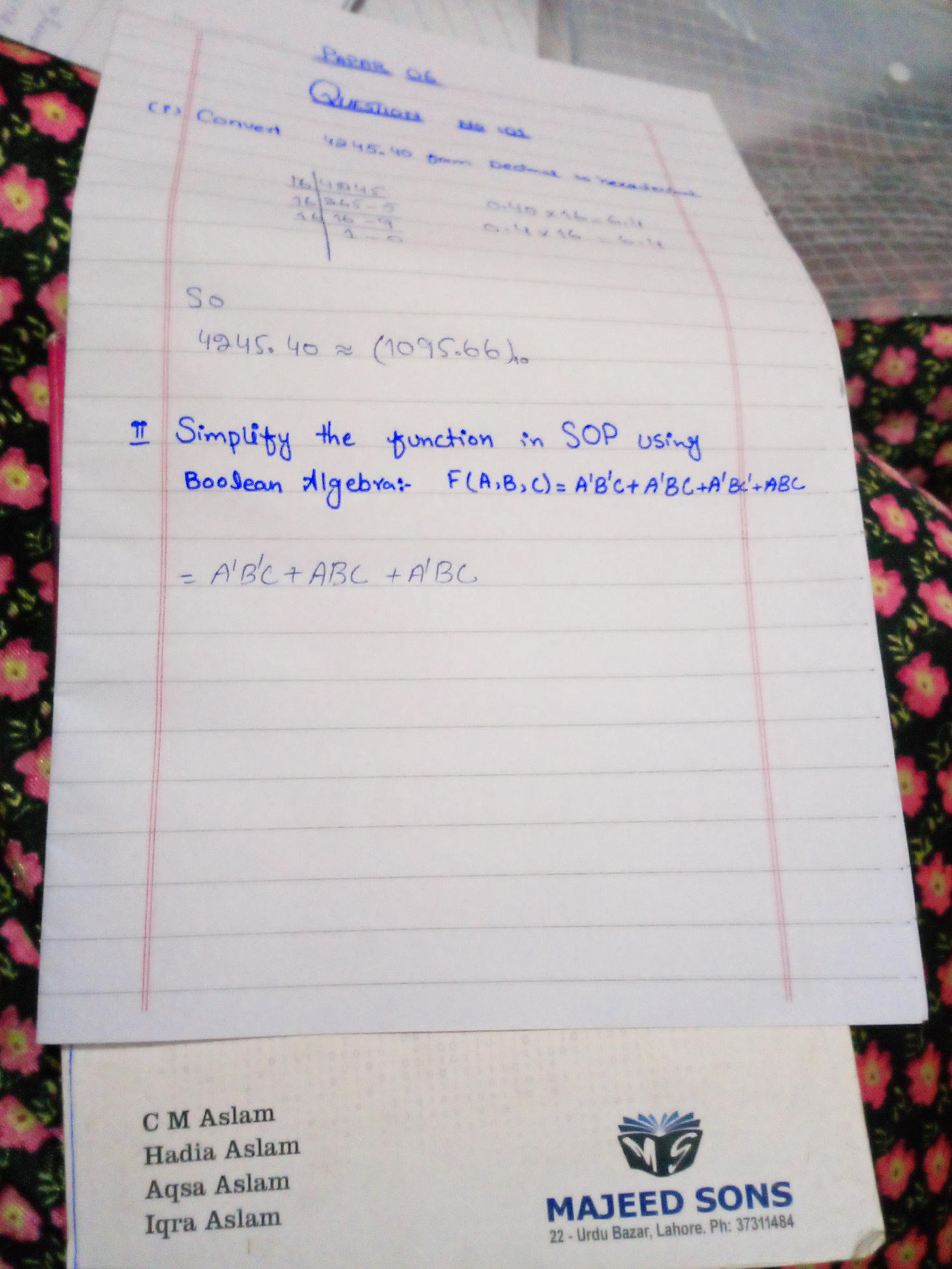 Convert 4245.40 from Decimal to hexadecimal. | StudyX