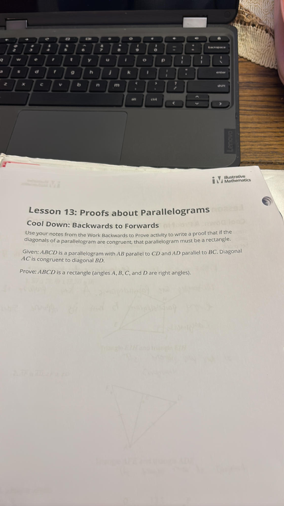 Lesson 13: Proofs about Parallelograms Cool | StudyX