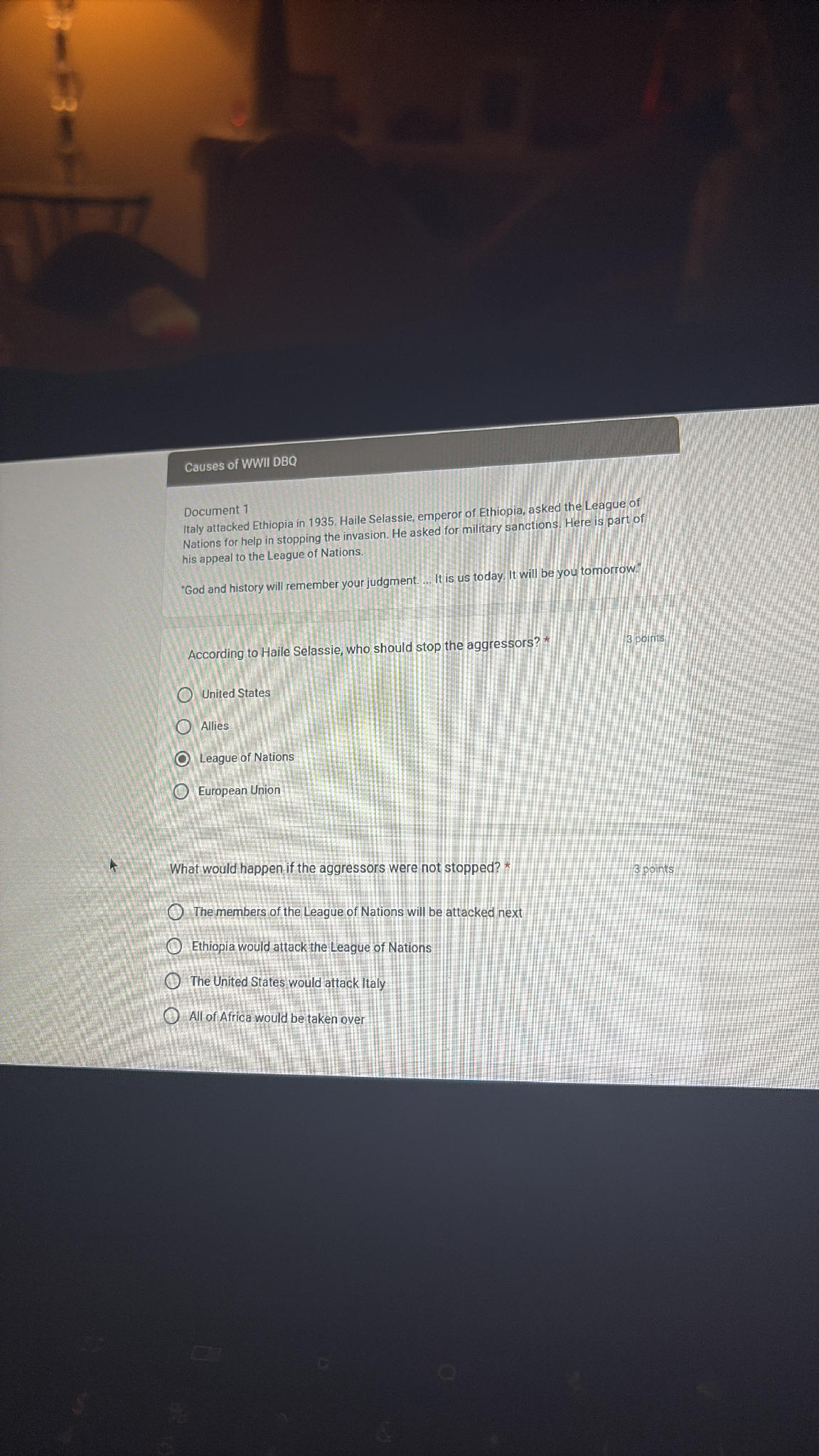 Causes of WWII DBQ **Document 1** Italy | StudyX