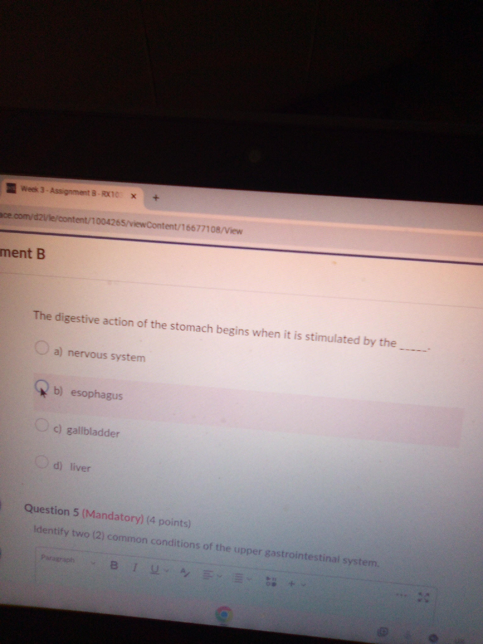 The digestive action of the stomach begins | StudyX