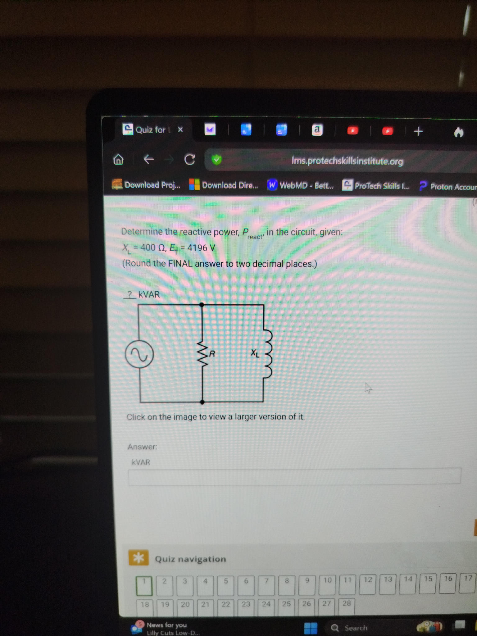 Determine the reactive power, $P_{react}$, | StudyX