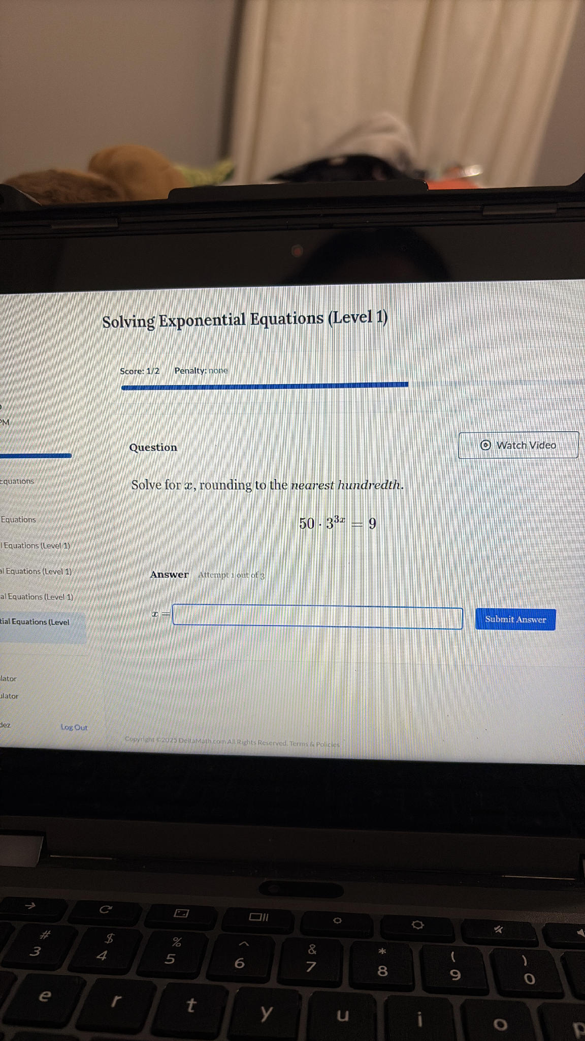 Solve for $x$, rounding to the nearest | StudyX
