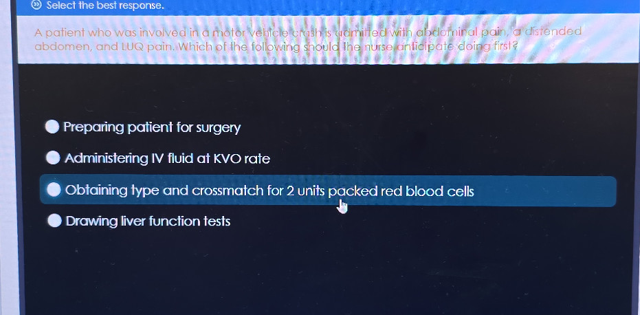 Select the best response. A patient who was | StudyX