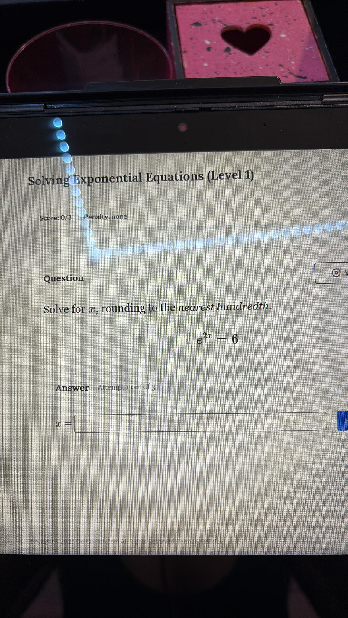 Solve for $x$, rounding to the nearest | StudyX