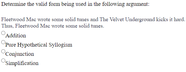 Determine the valid form being used in the | StudyX