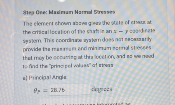 Step One Maximum Normal Stresses The | StudyX
