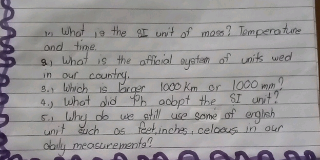 in What is the SI unit of mass Temperature | StudyX