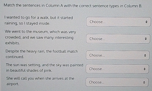 Match the sentences in Column A with the | StudyX