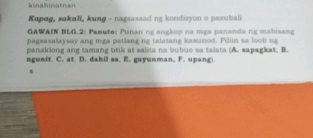 kinahinatnan Kapag sakall kung - nagsasaad | StudyX