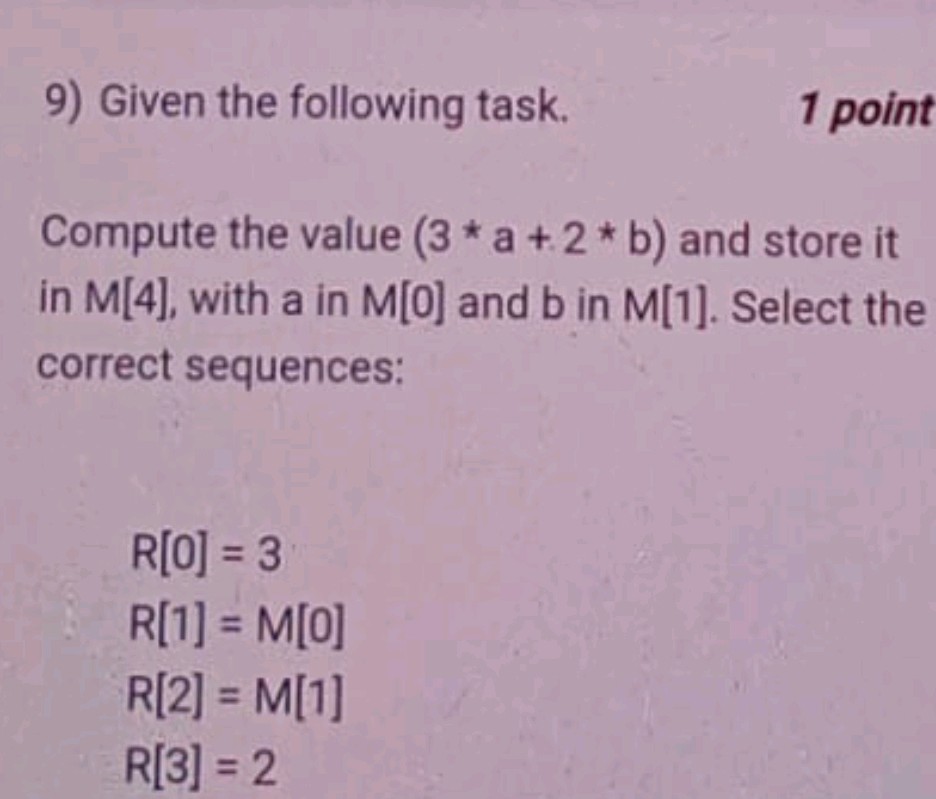 9) Given the following task 1 point Compute | StudyX