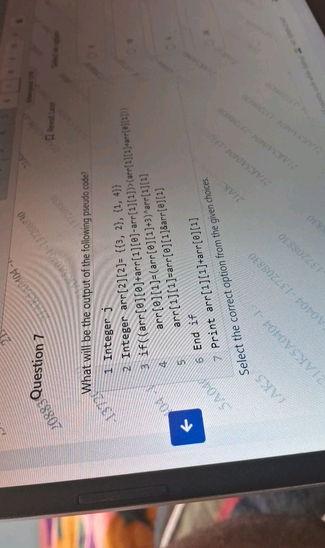 Question 7 What will be the output of the | StudyX