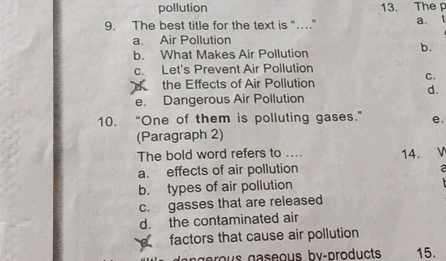 pollution 9 The best title for the text is | StudyX