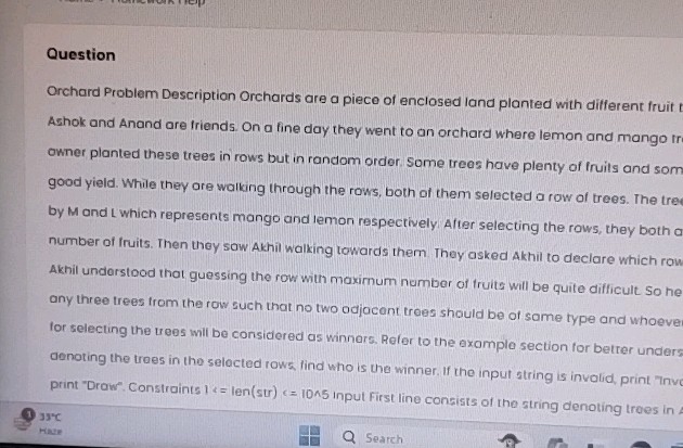 Question Orchard Problem Description | StudyX
