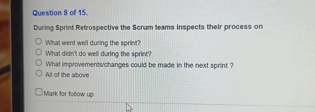 Question 8 of 15 During Sprint | StudyX