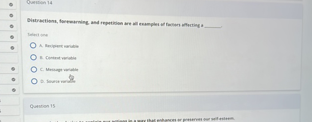 Question 14 Distractions forewarning and | StudyX