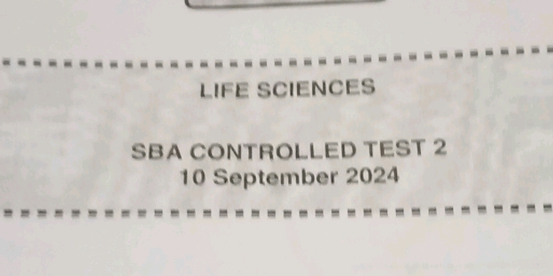 LIFE SCIENCES SBA CONTROLLED TEST 2 10 | StudyX