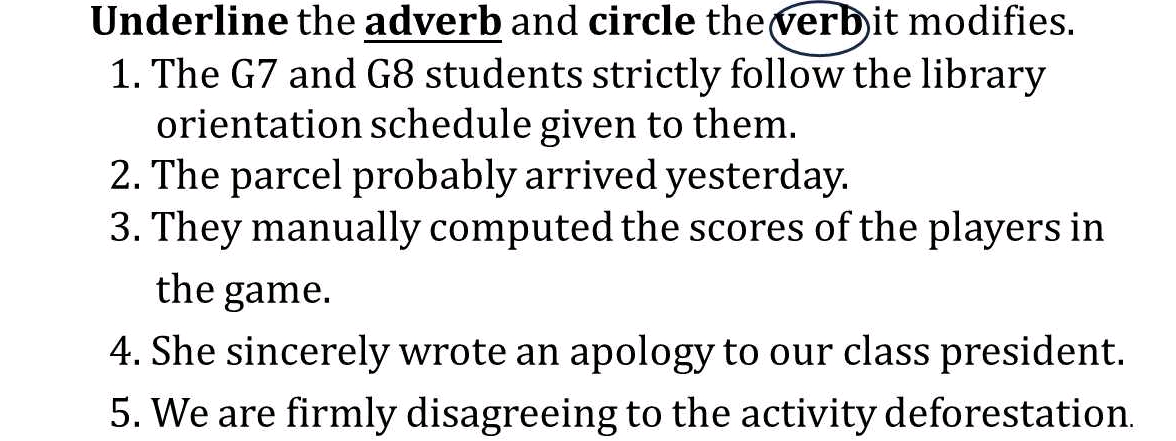 Underline the adverb and circle the it | StudyX